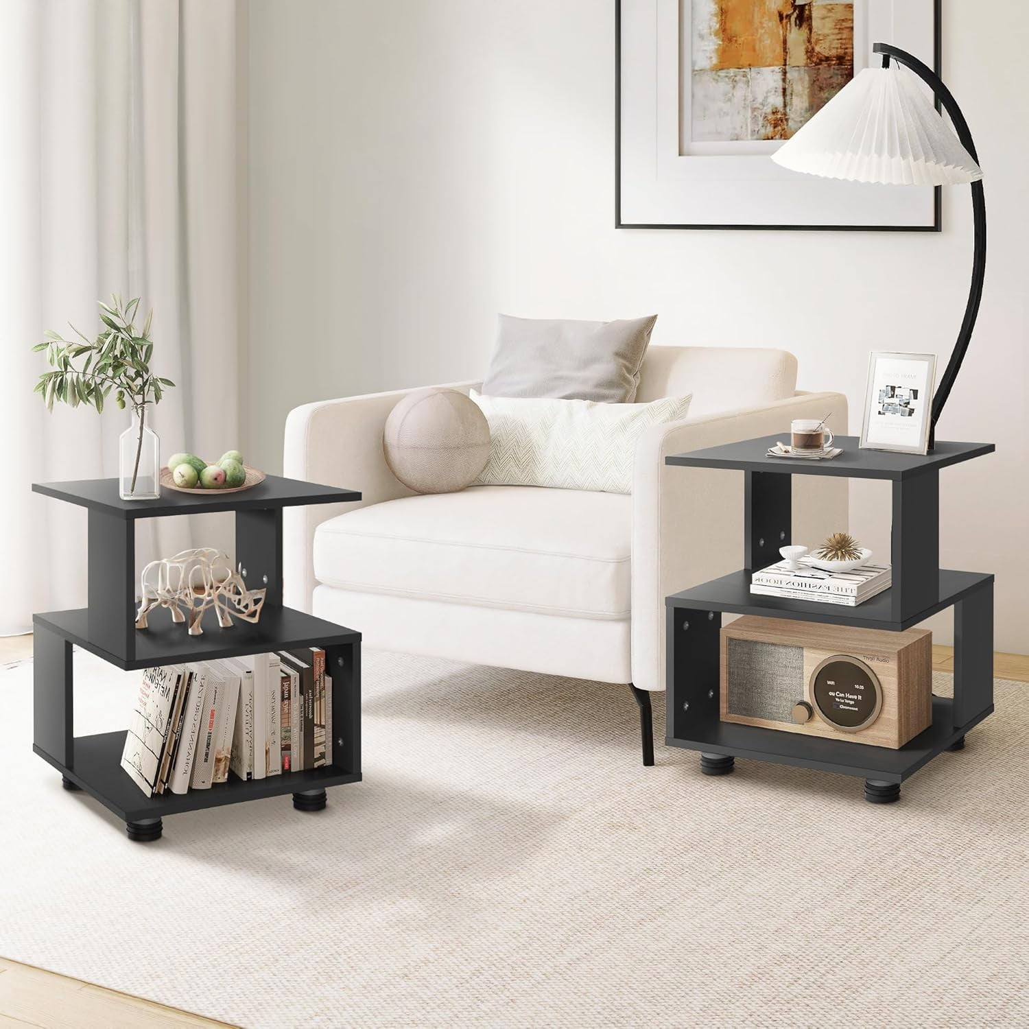 Jerry & Maggie Magic Cube Nightstand Decor, 2 Pack Modern Nightstands ...