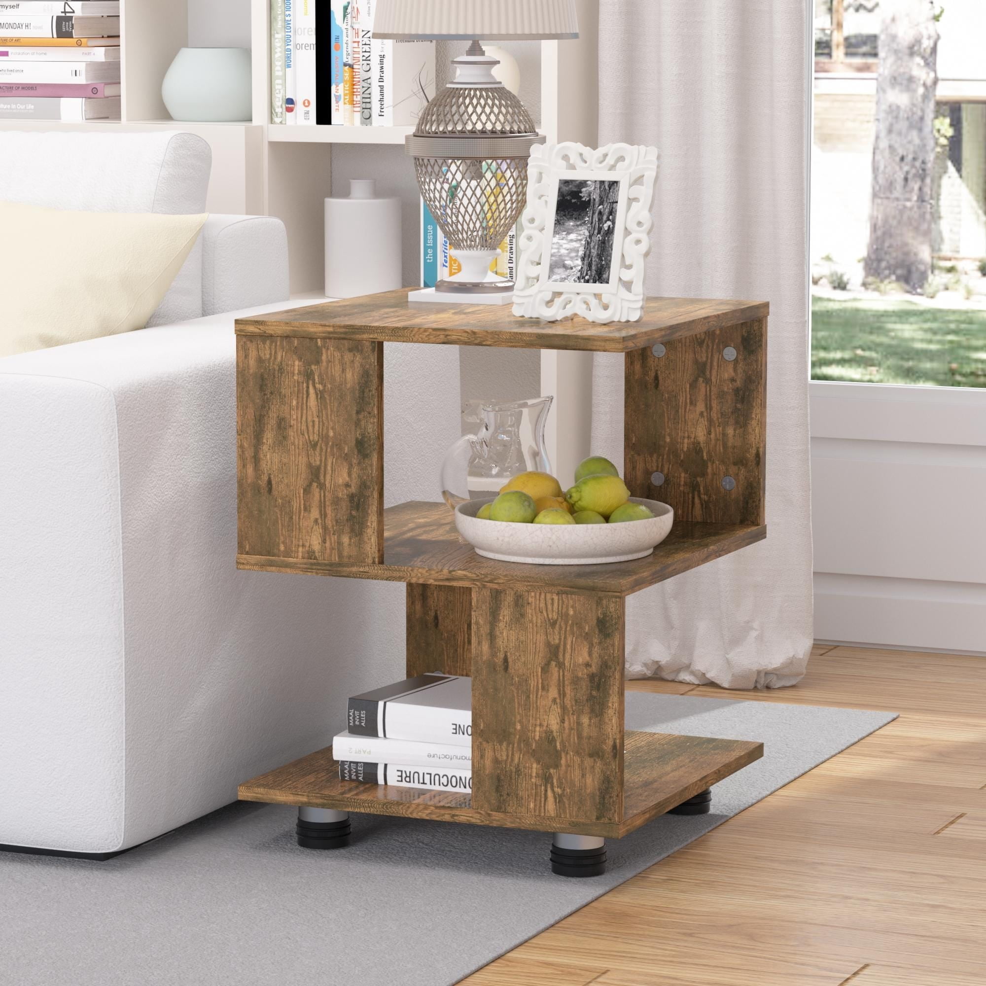 Jerry & Maggie 2-Tier Magic Cube Nightstand Hollow Rectangle Design Set ...