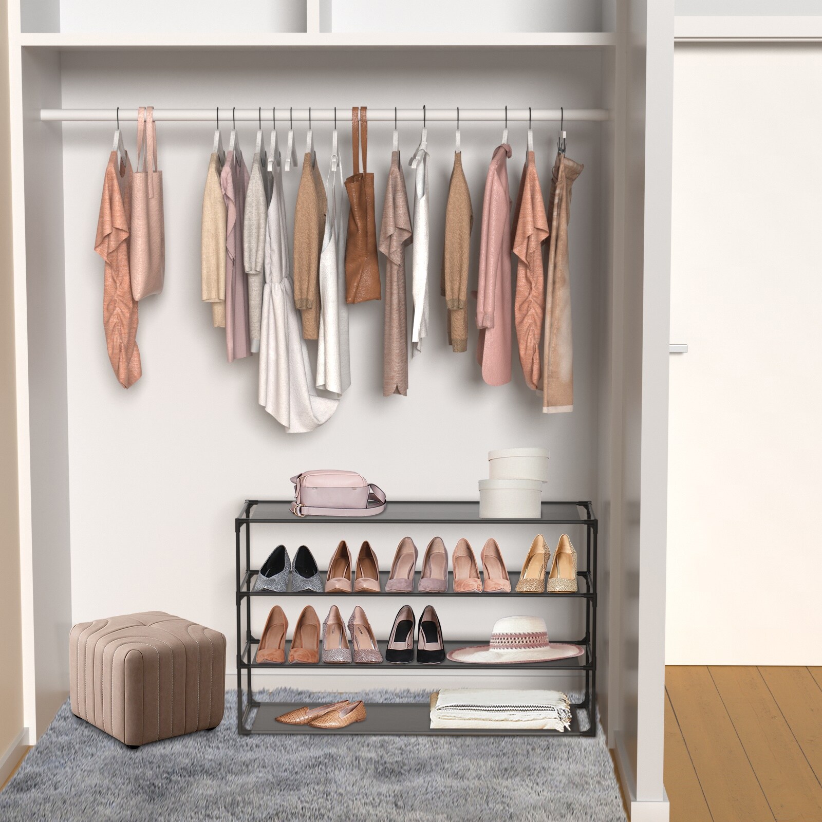 Jerry & Maggie Modern Shoe Rack Organizer Tower for Small Spaces Black ...