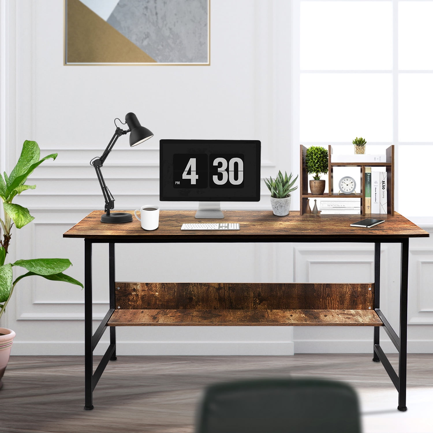 47'' Office Desks Computer Desk Rustic Wood Tone Table Rustic Brown ...