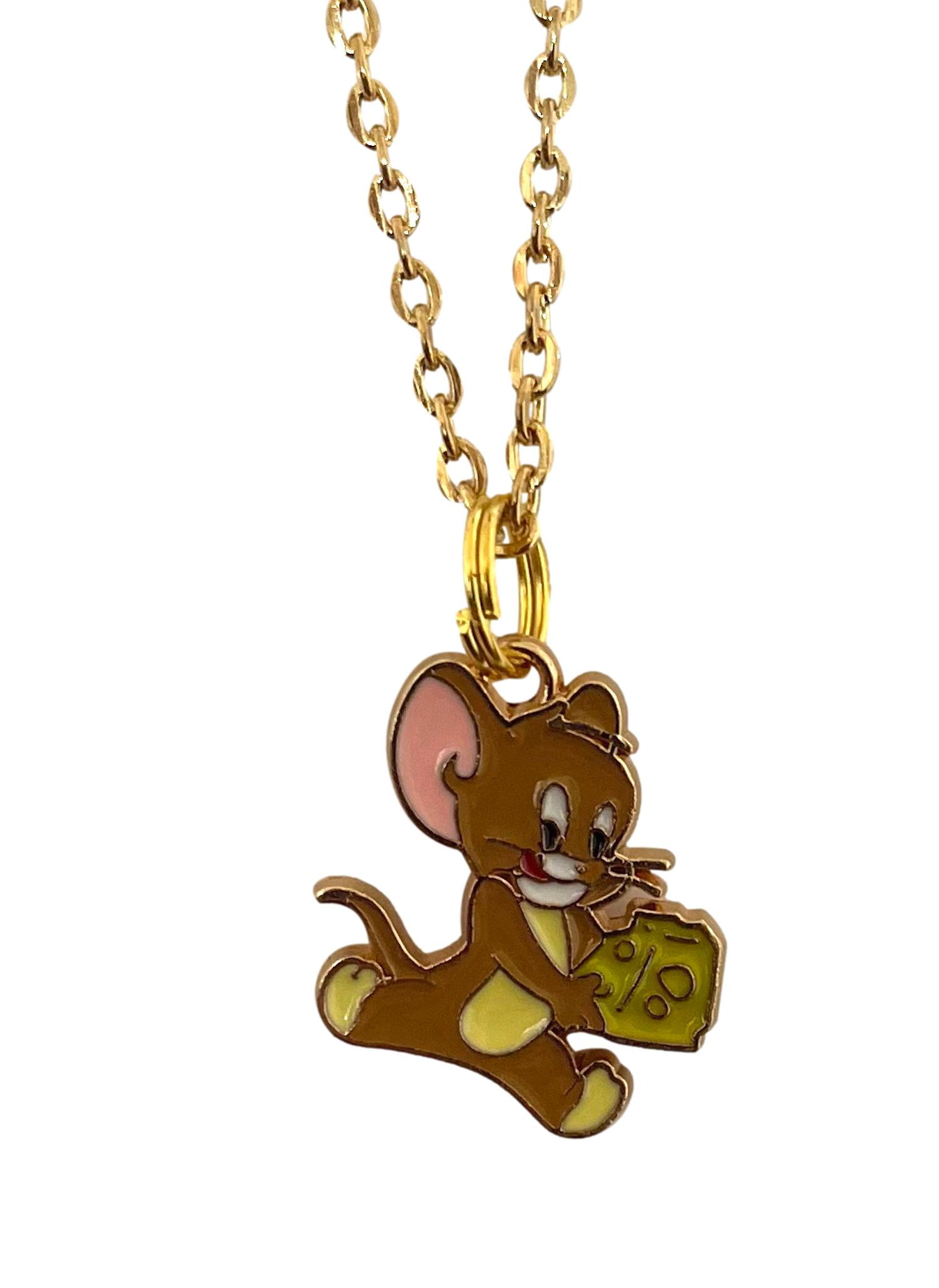 Jerry Mouse With Cheese Necklace Tom and Jerry Cartoon Charm Pendant ...
