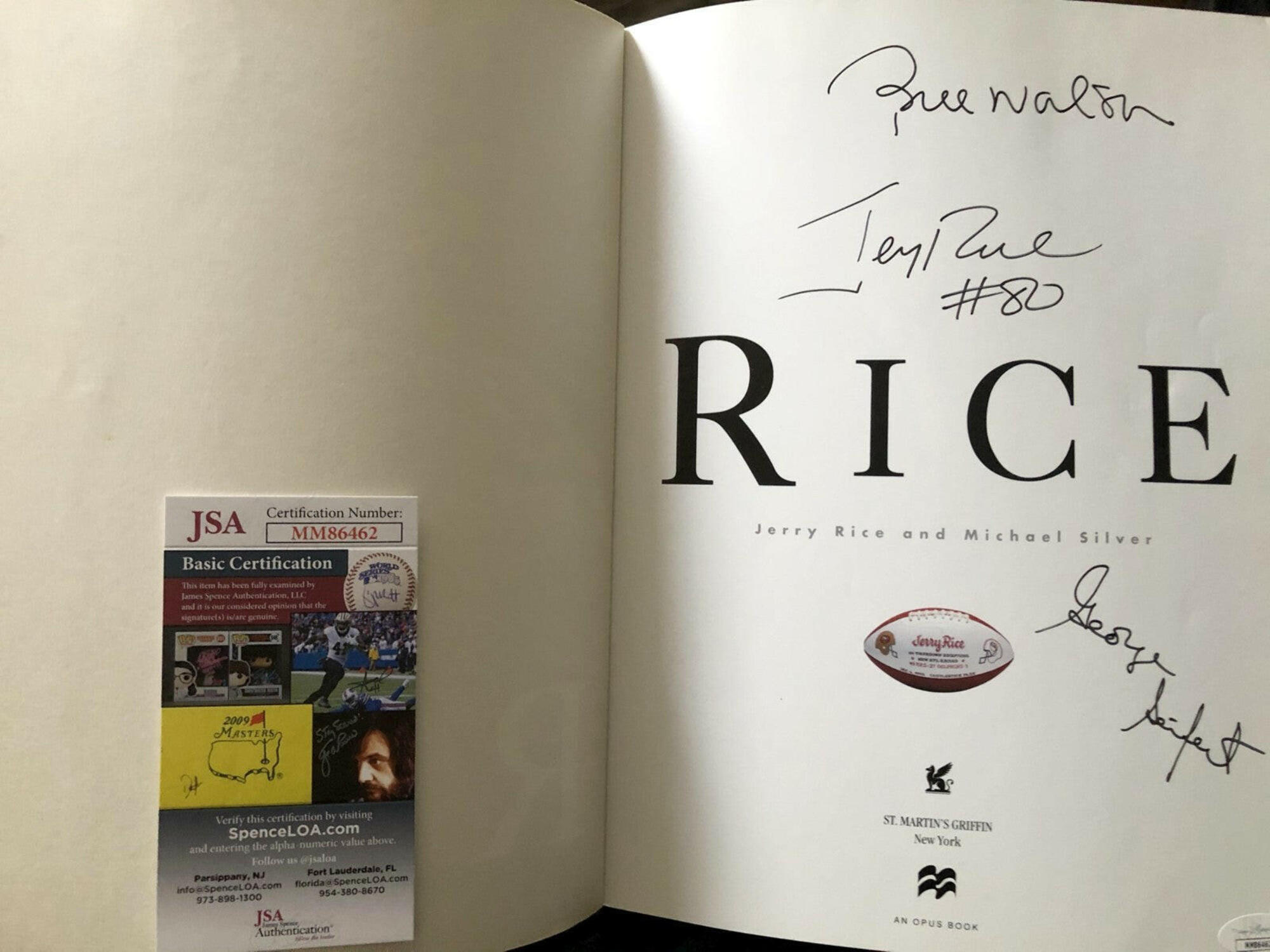 Jerry Rice Bill Walsh George Seifert autographed RICE 49ers coffee ...