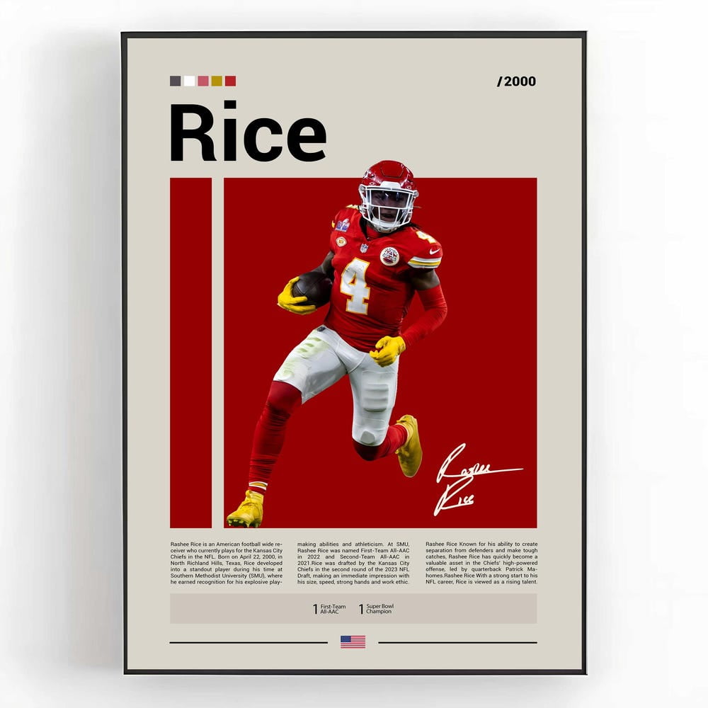 Jerry Rice Poster, Kansas City Print, Wall Art, Football Player Poster ...