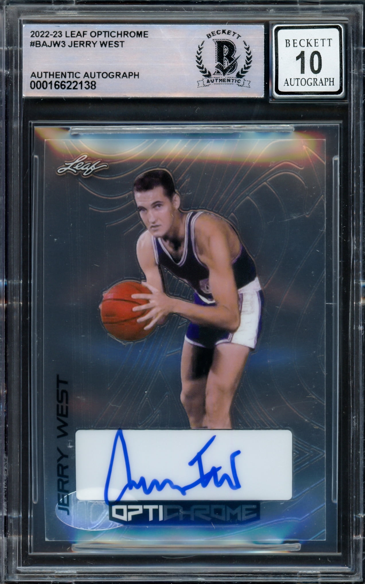 Jerry West Autographed 2022-23 Leaf Optichrome Card #BAJW3 Los Angeles ...