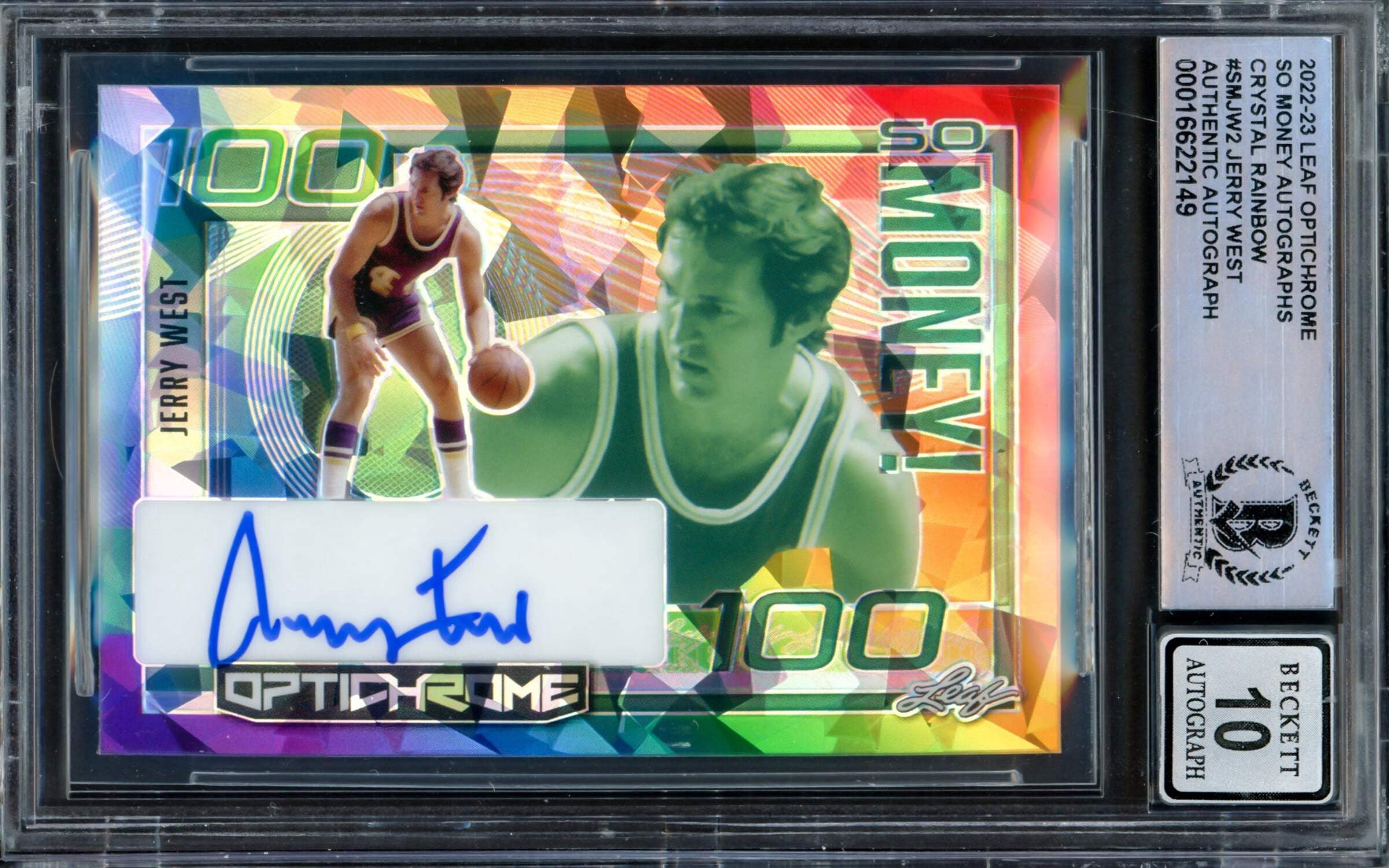 Jerry West Autographed 2022-23 Leaf Optichrome So Money Crystal Rainbow ...