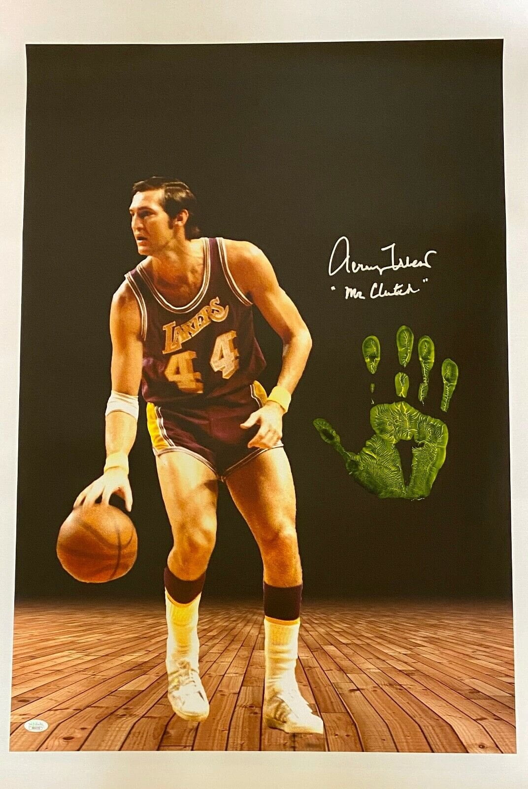 Jerry West Handprint Signed Autographed Unstretched 36x24 Canvas JSA ...