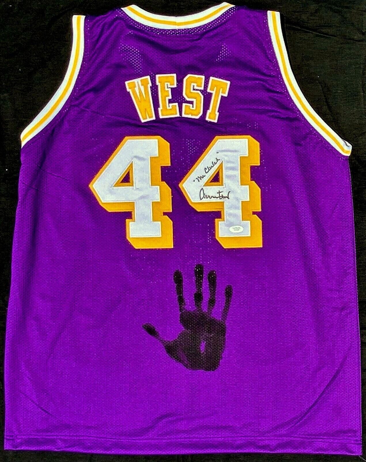 Jerry West Handprint Signed Autographed Yellow Jersey JSA BB00699 Mr ...