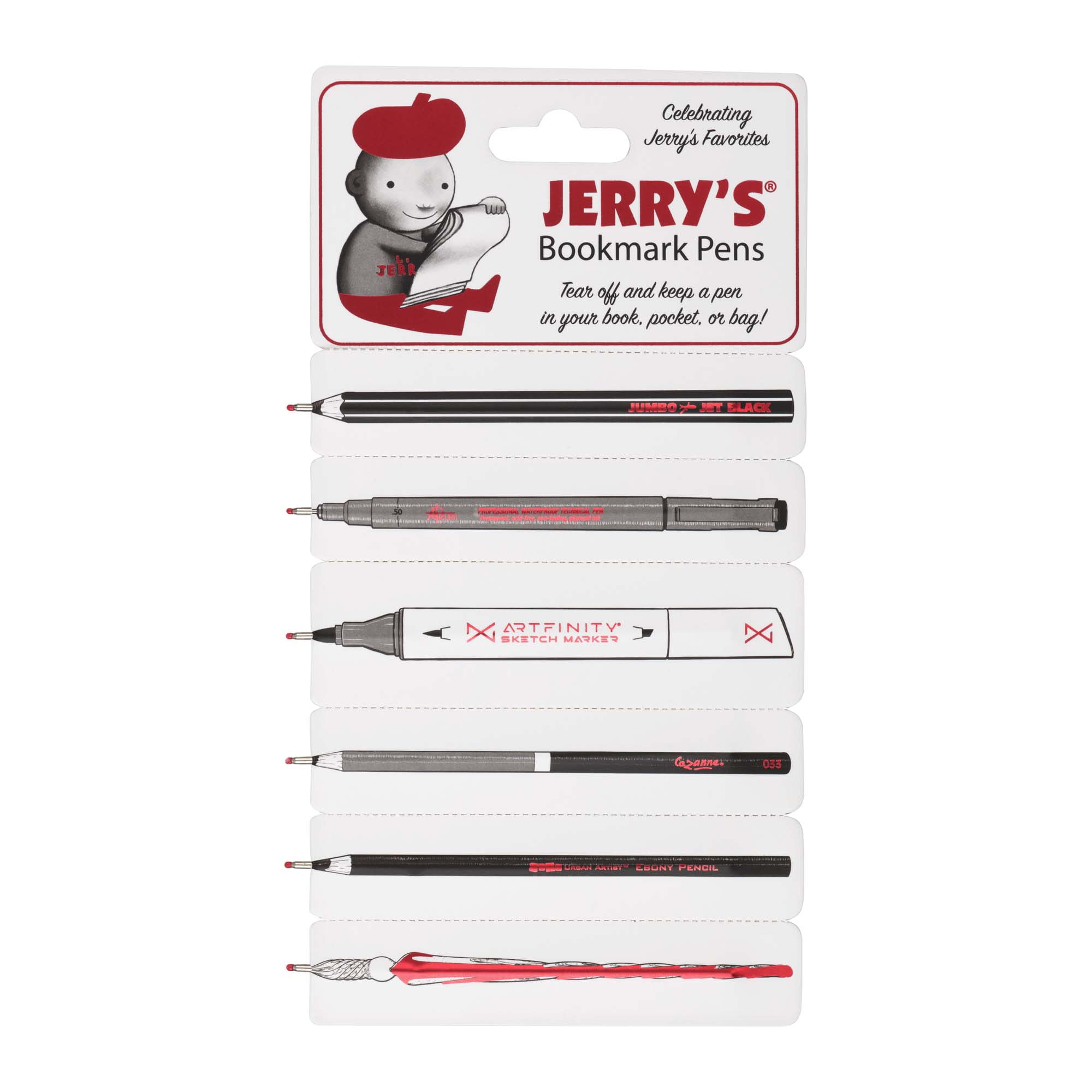 Jerry's Artarama Bookmark Pen - Black Ballpoint Pen Set - 6 Slim ...