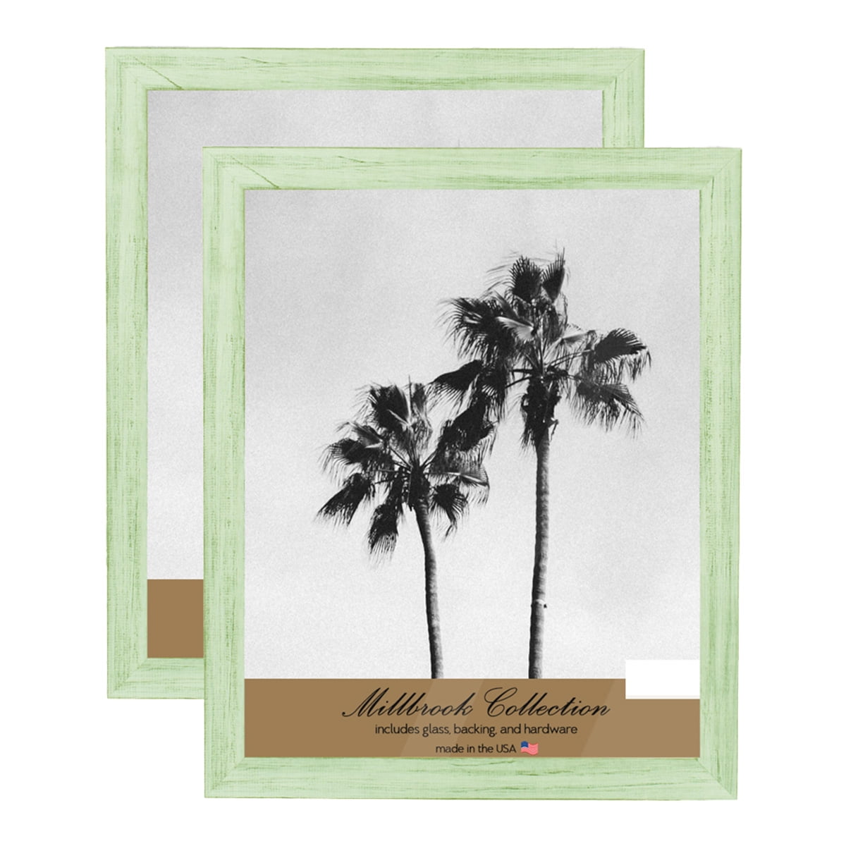 Millbrook Collection Country Chic Wood Picture Frames, 2-Pack, 16x20 - Mint Julep, Narrow - 1-1/ ...