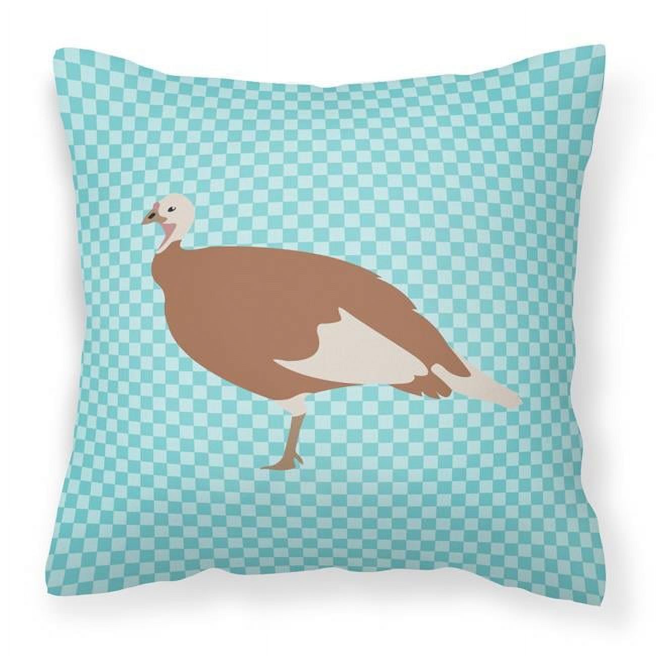 Jersey Buff Turkey Hen Blue Check Fabric Decorative Pillow - 14 x 14 in ...