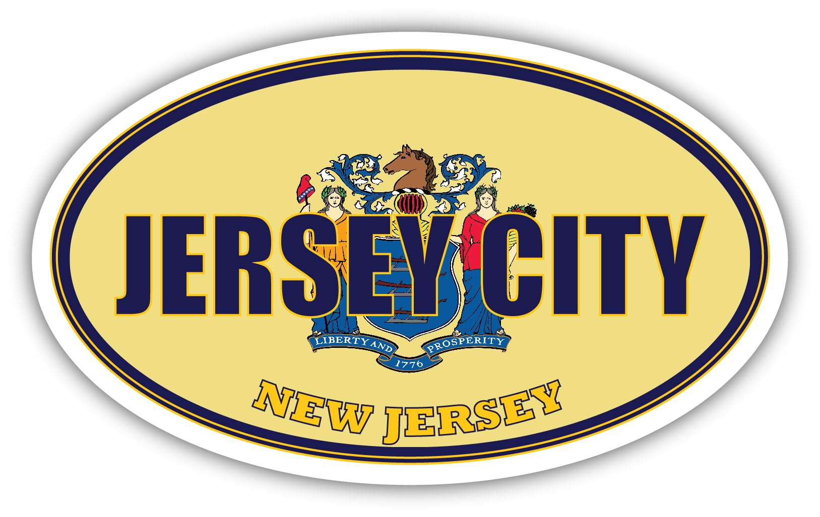 Jersey City City New Jersey State Flag | NJ Flag Hudson County Oval ...