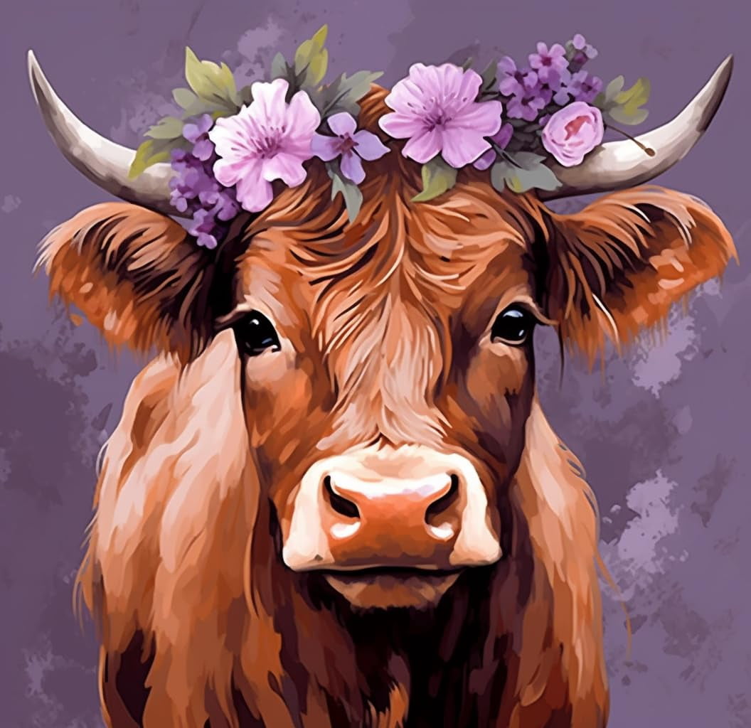 Jersey Cow Wear Wreath DIY 5D Diamond Art Painting by Number Kits for ...