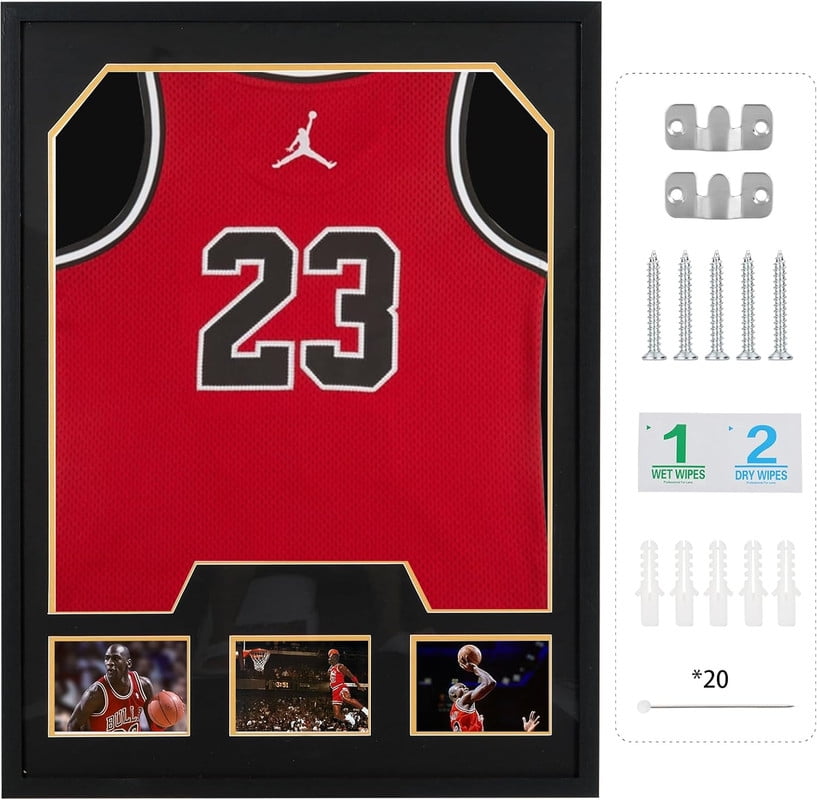 Jersey Display Frame with Picture Slots, T-Shirt Shadow Box for Soccer ...
