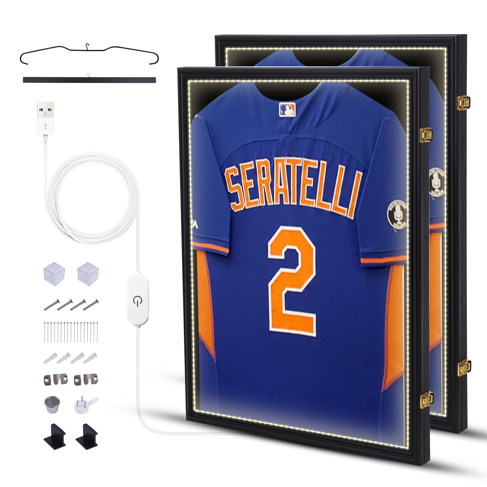 Jersey Frame LED Display Case Shadow Box with LED Light, Lockable with ...