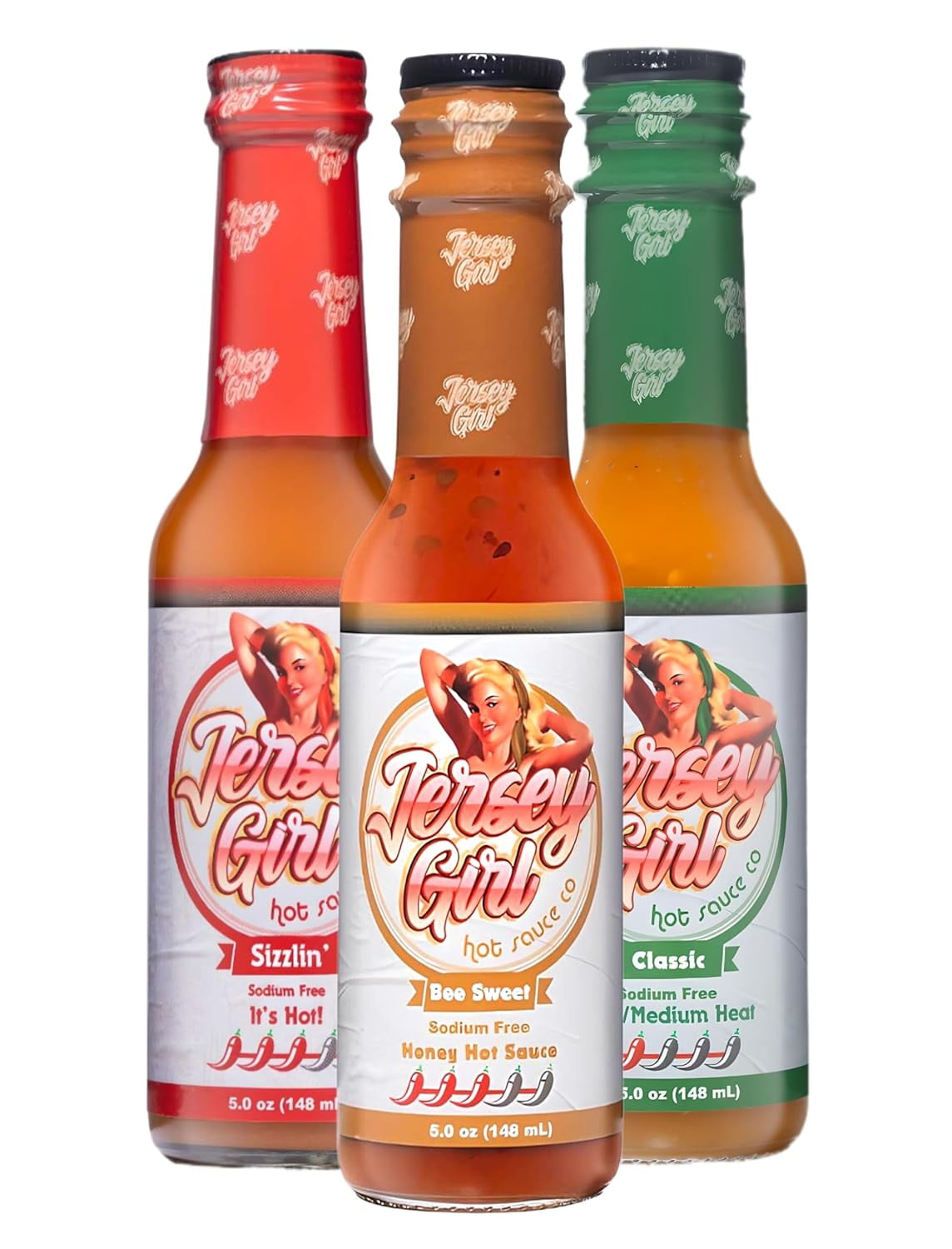 Jersey Girl Hot Sauce 5oz (Variety 3 Pack) No Sodium/Salt Free - All ...