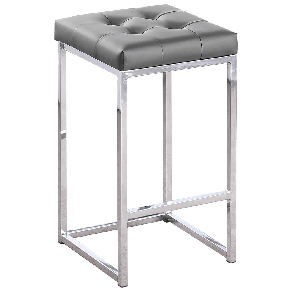 Jersey Gray Faux Leather Counter Height Stool in Silver (Set of 2 ...
