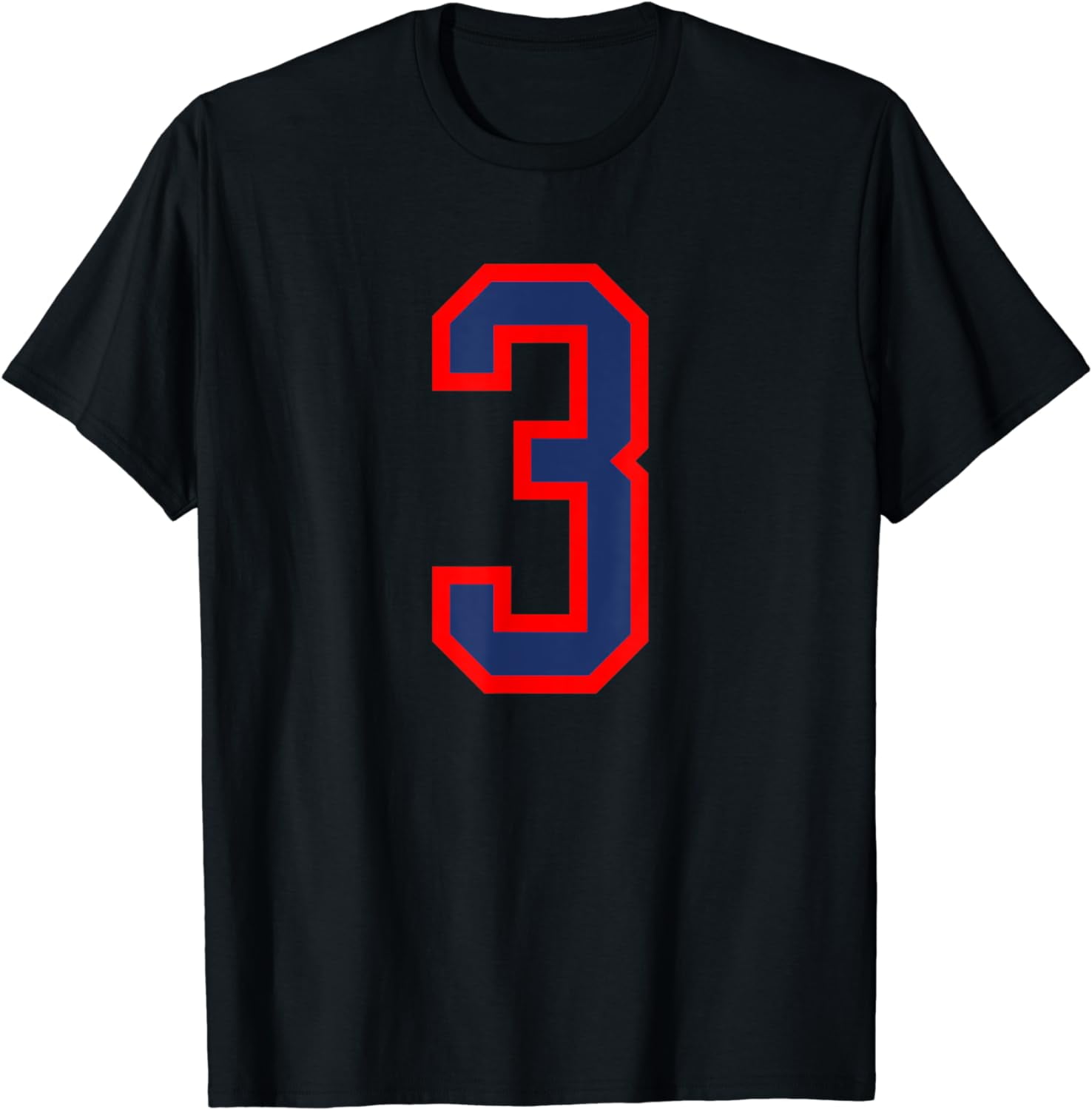 Jersey Number #3 Red Blue Sports Birthday Lucky Number 3 T-Shirt ...