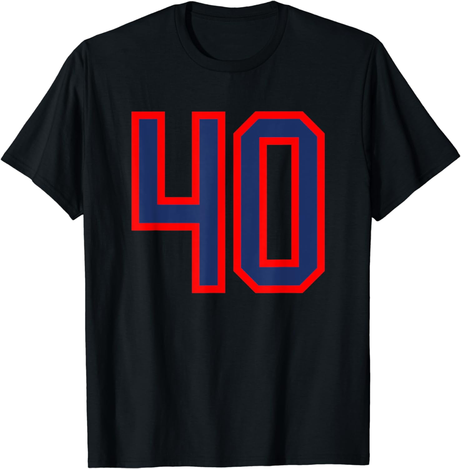 Jersey Number #40 Red Blue Sports Birthday Lucky Number 40 T-Shirt ...