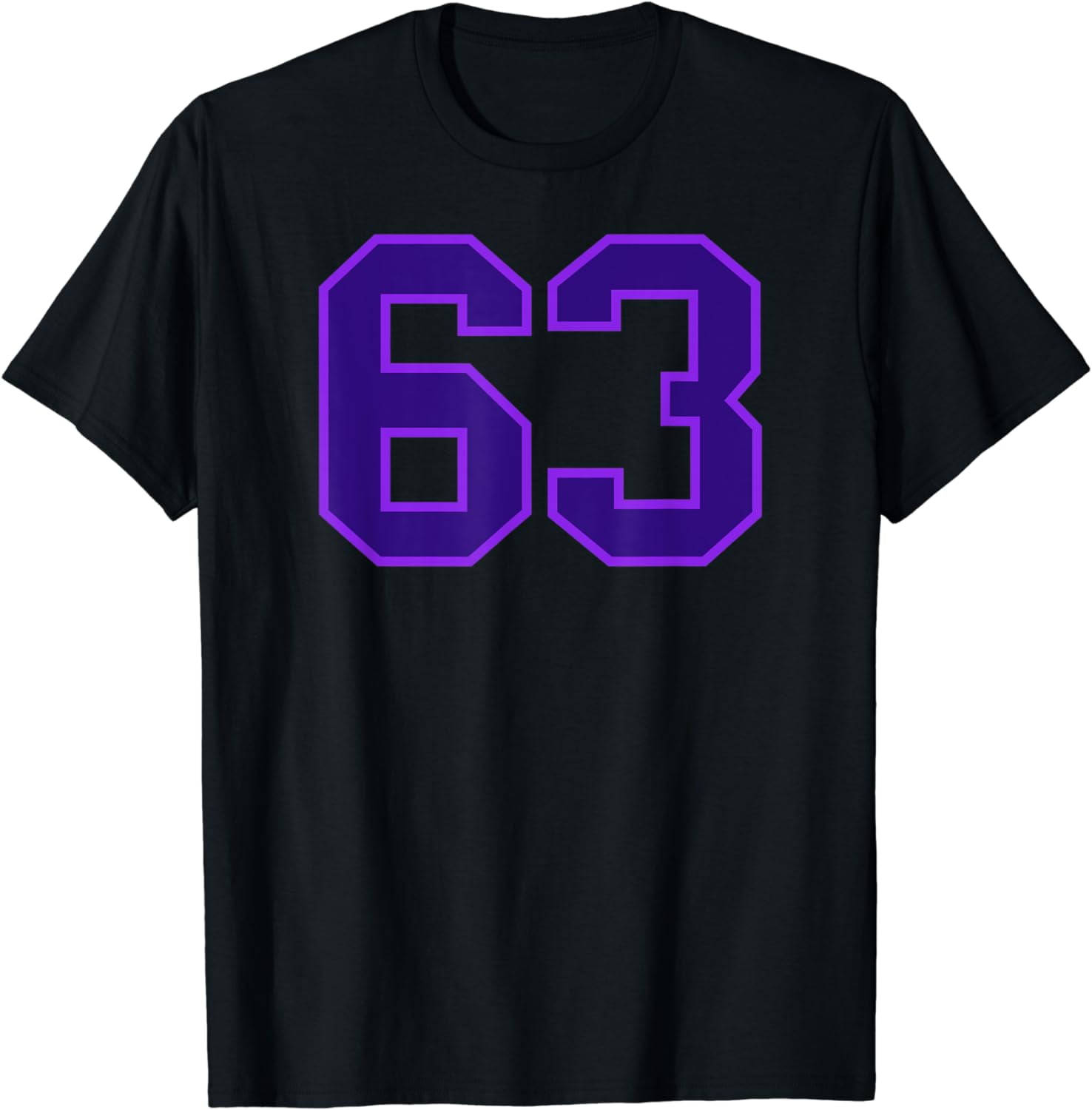 Jersey Number #63 Sports Uniform Purple Lucky Number T-Shirt - Walmart.com