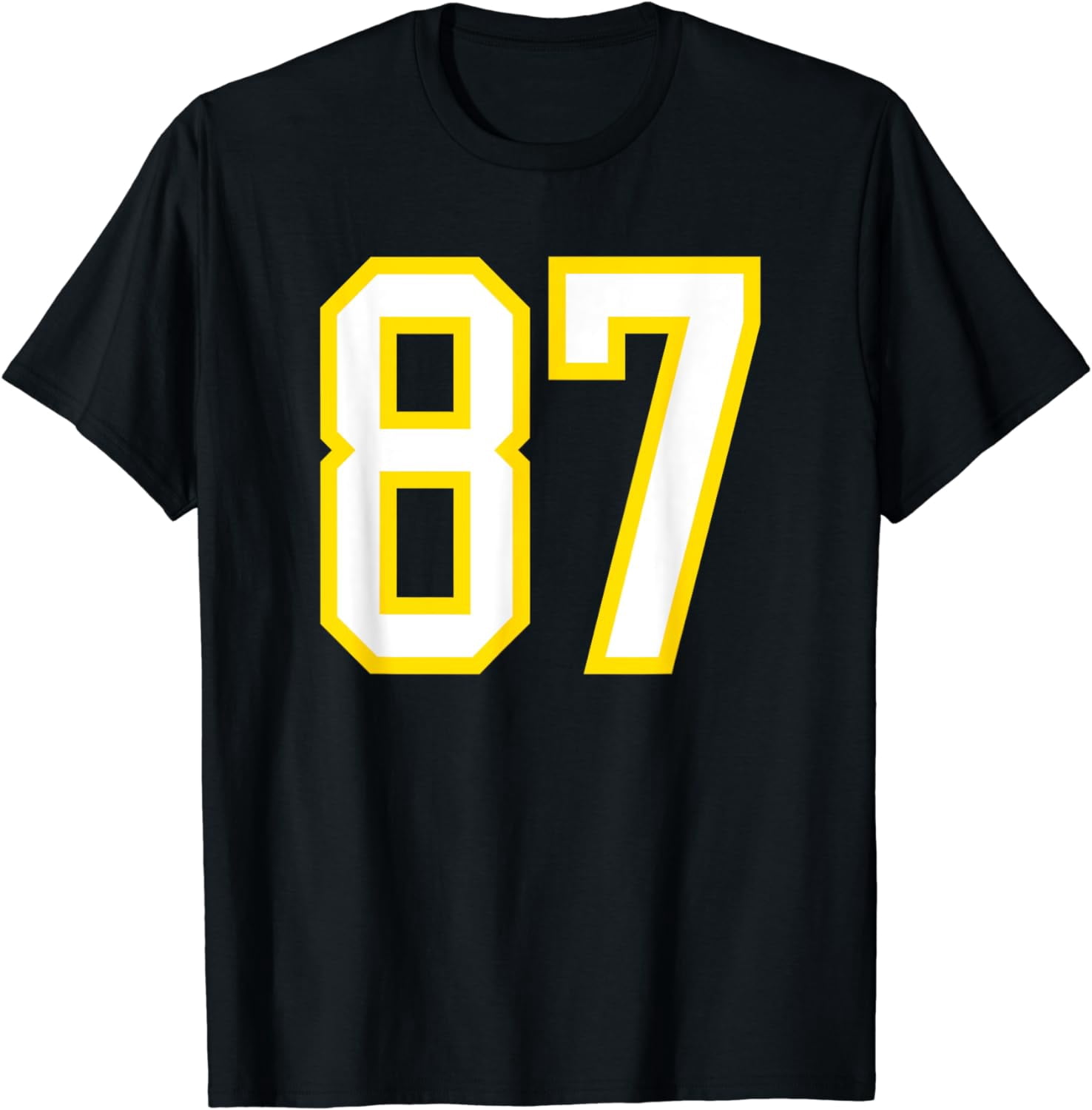 Jersey Number #87 Yellow White Birthday Sports Number 87 T-Shirt ...