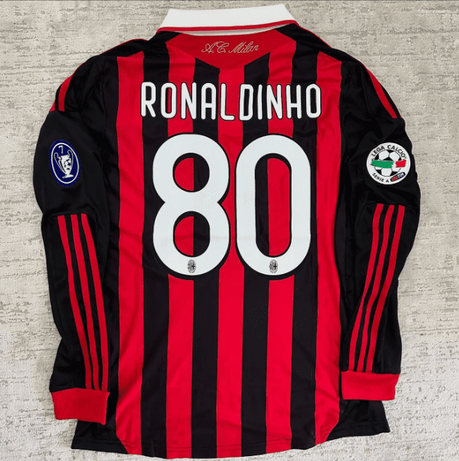 Jersey Ronaldinho Ac Milan 2009-10 Retro Long Sleeve Soccer Jersey Fans Shirt Football T-shirt ...
