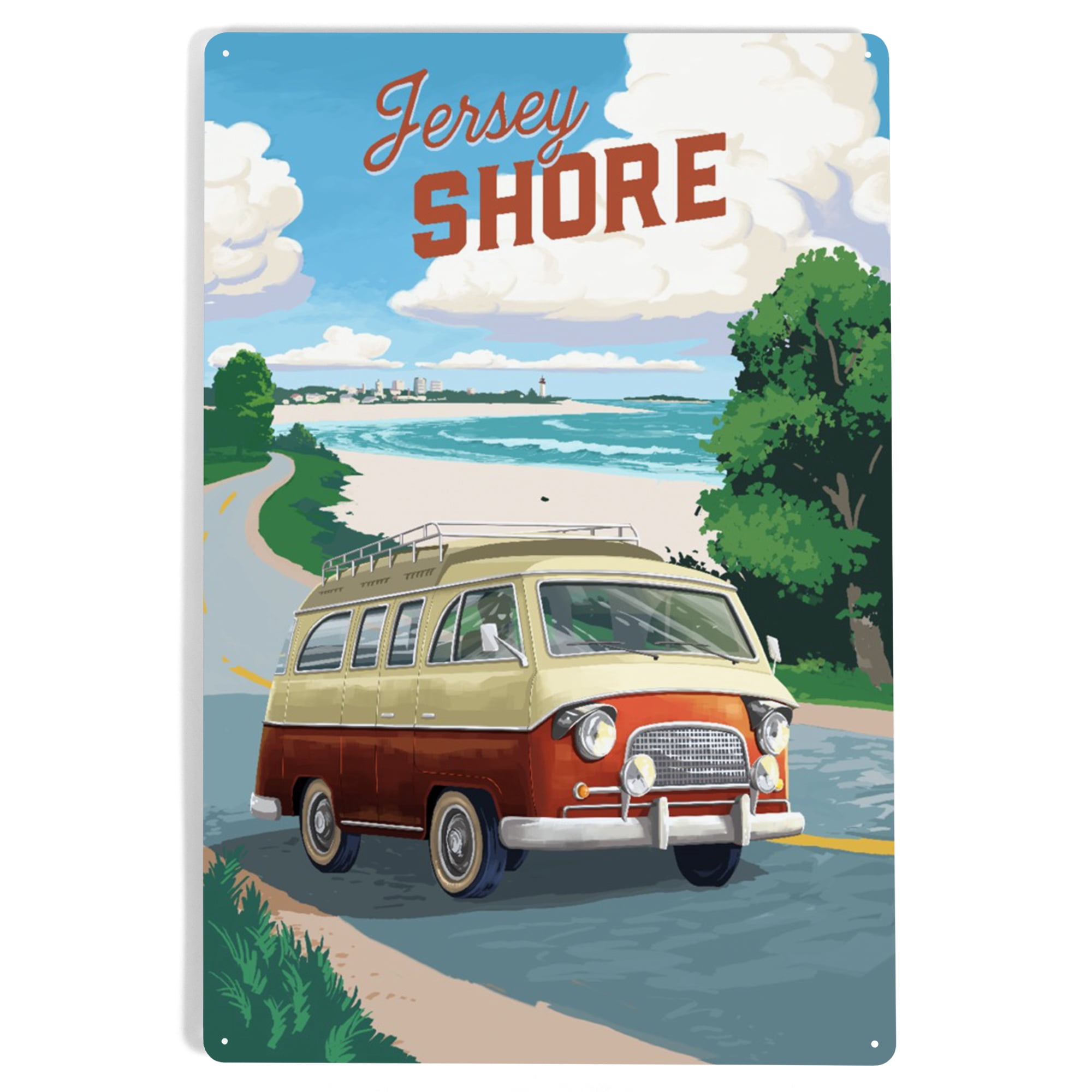Jersey Shore, Camper Van Coastal Drive (12x18 Aluminum Art, Indoor ...