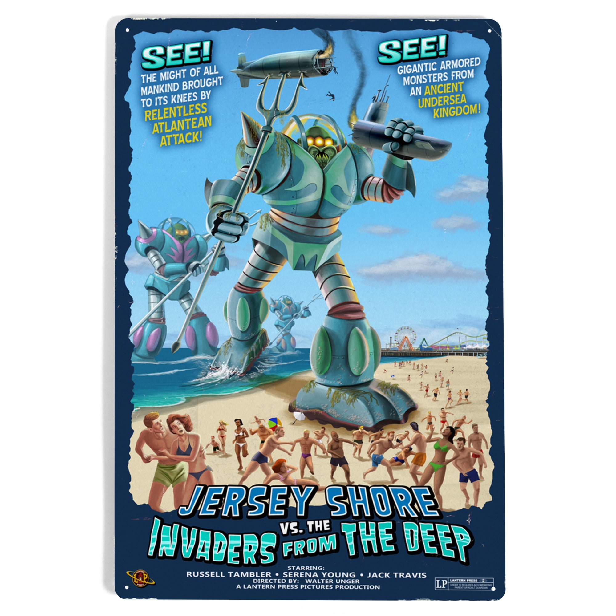Jersey Shore, New Jersey, Invaders from the Deep (12x18 Aluminum Art ...