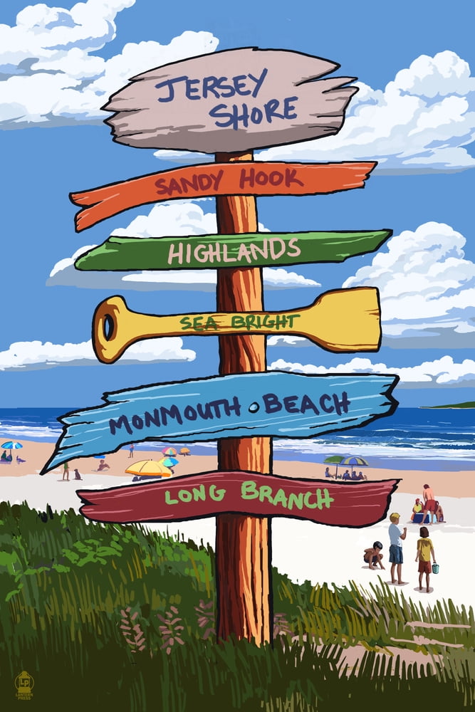 Jersey Shore, Signpost Destinations (24x36 Giclee Gallery Art Print ...