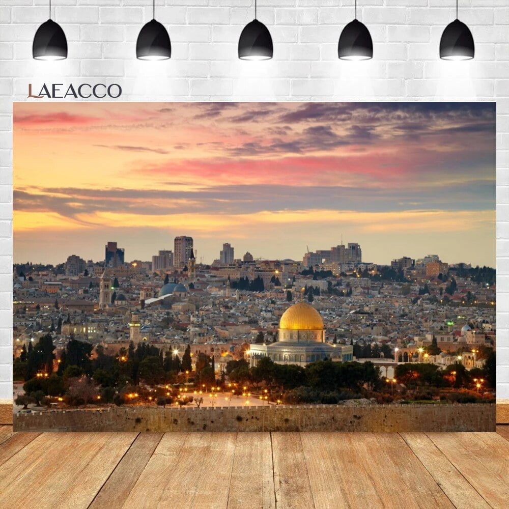 Jerusalem Cityscape Backdrop Temple Mount The Golden Dome Mosque ...