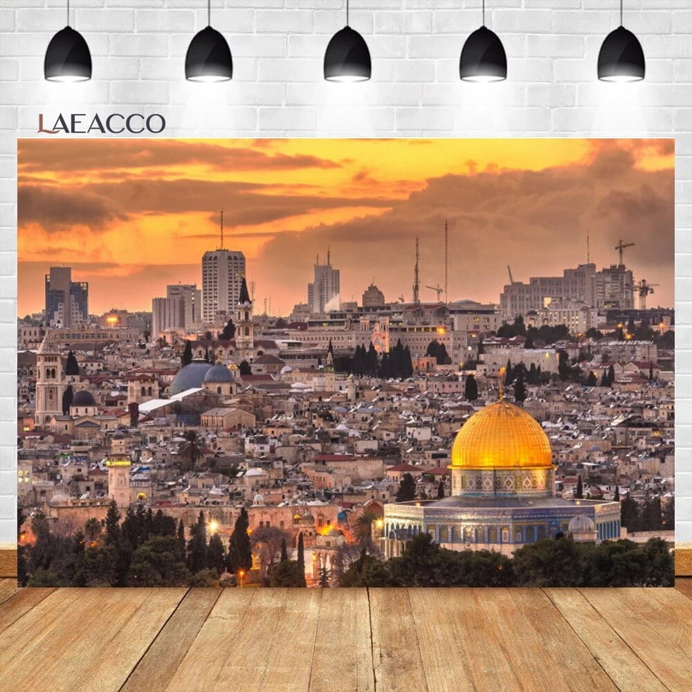 Jerusalem Cityscape Backdrop Temple Mount The Golden Dome Mosque ...