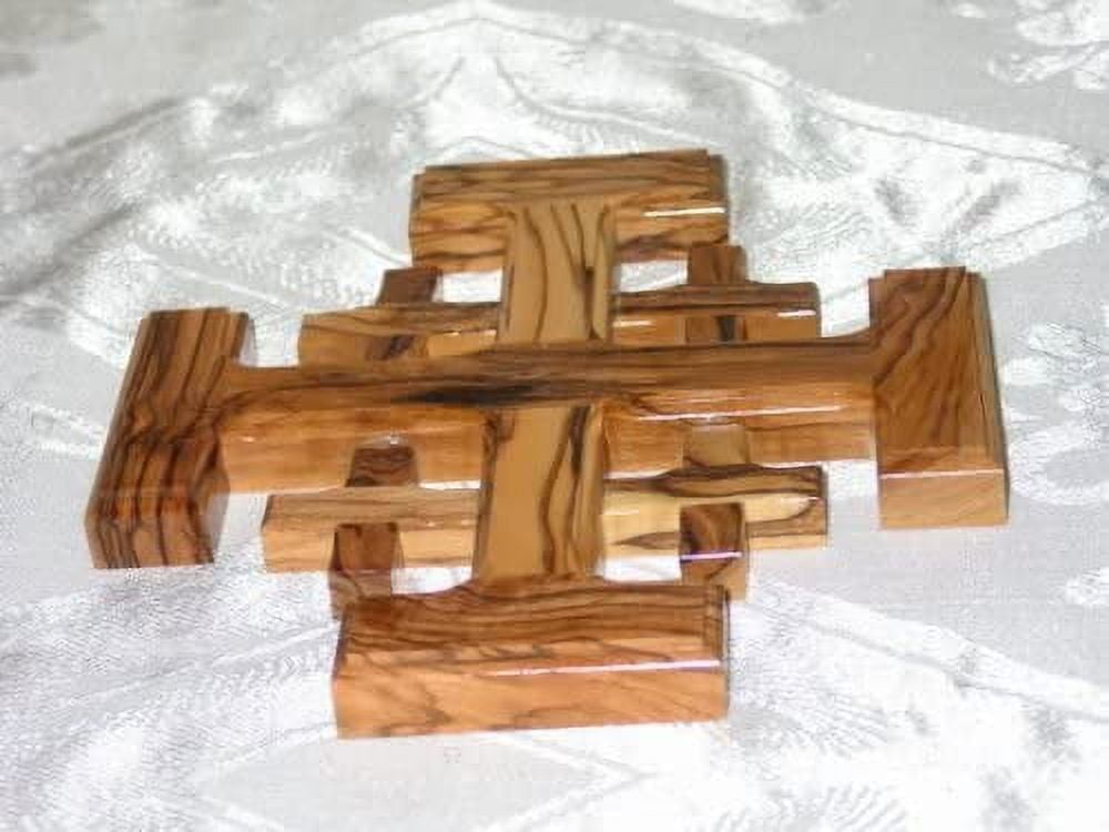 Jerusalem Cross Olive Wood Holy Land Handmade Bethlehem Crusaders ...