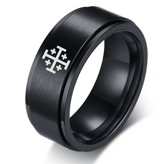 Jerusalem Crusaders Cross Templar Spinner Ring Men's Stainless Steel ...