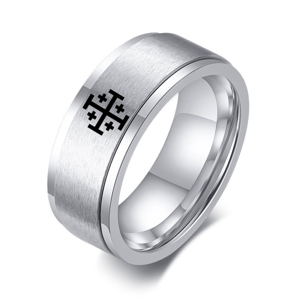 Jerusalem Crusaders Cross Templar Spinner Ring Men's Stainless Steel ...
