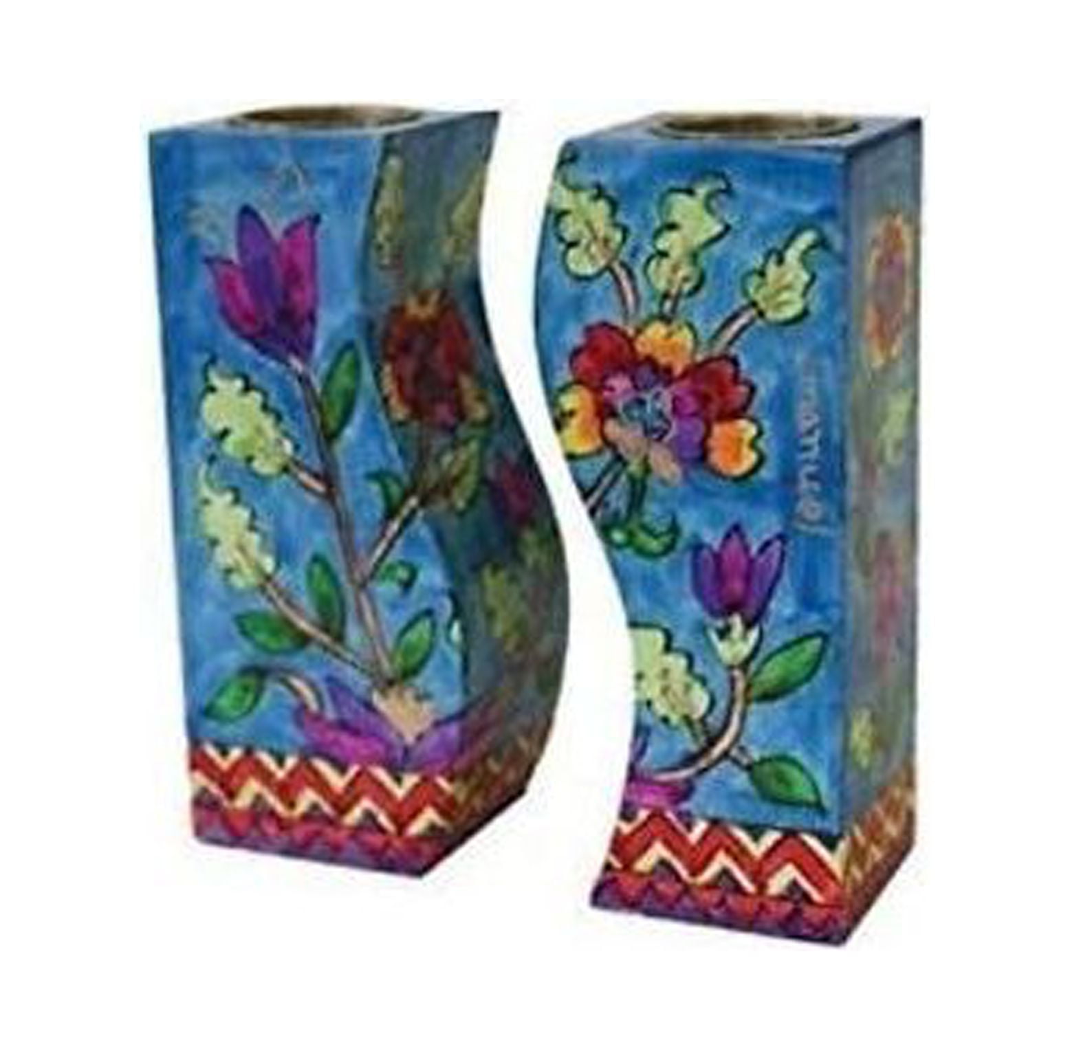 Jerusalem Fitted Shabbat Candlestick Holders, Hand Painted by Lwory ...