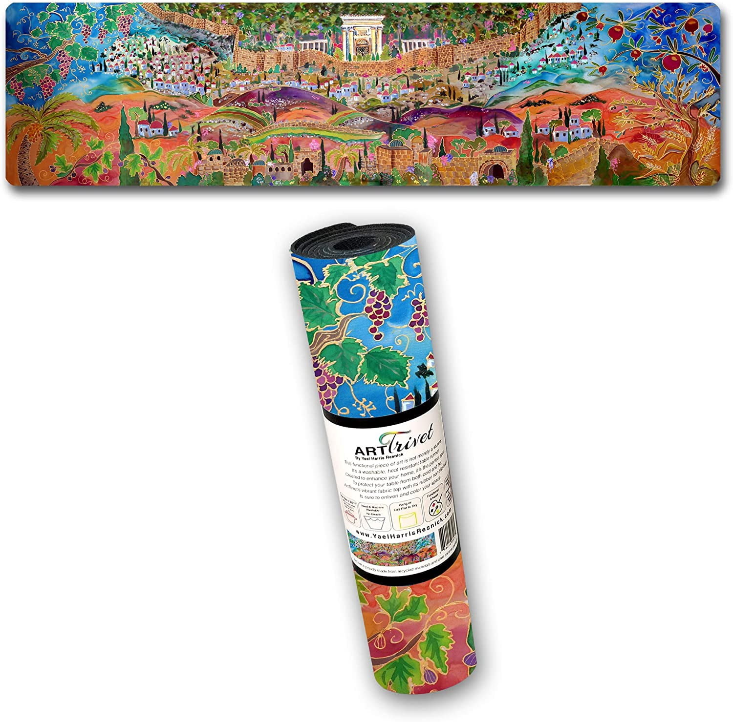 Jerusalem Heat-Resistant Table Runner and Trivet - Fabric top and Non ...