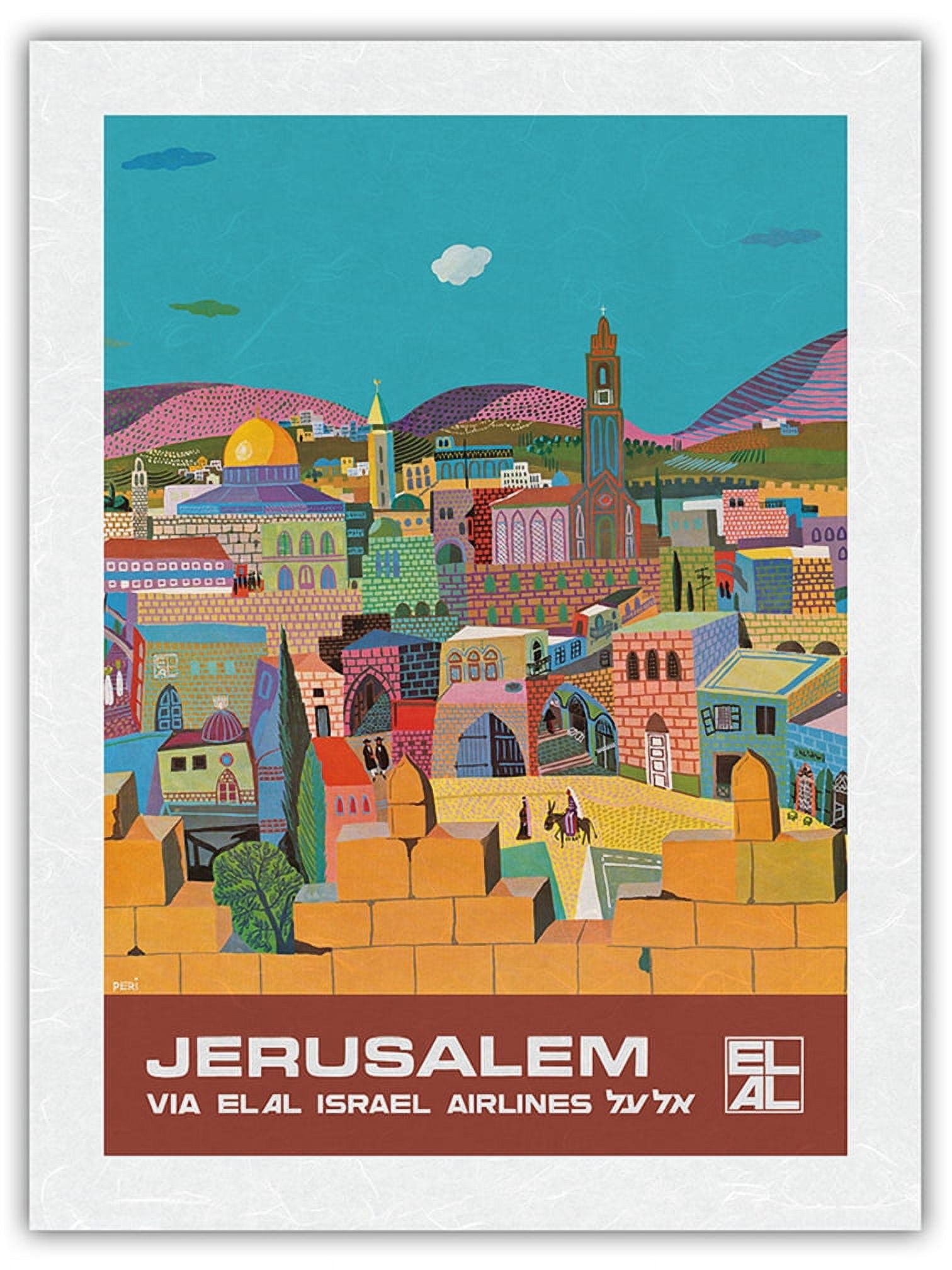 Jerusalem Israel - via El Al Israel Airlines - Vintage Airline Travel ...