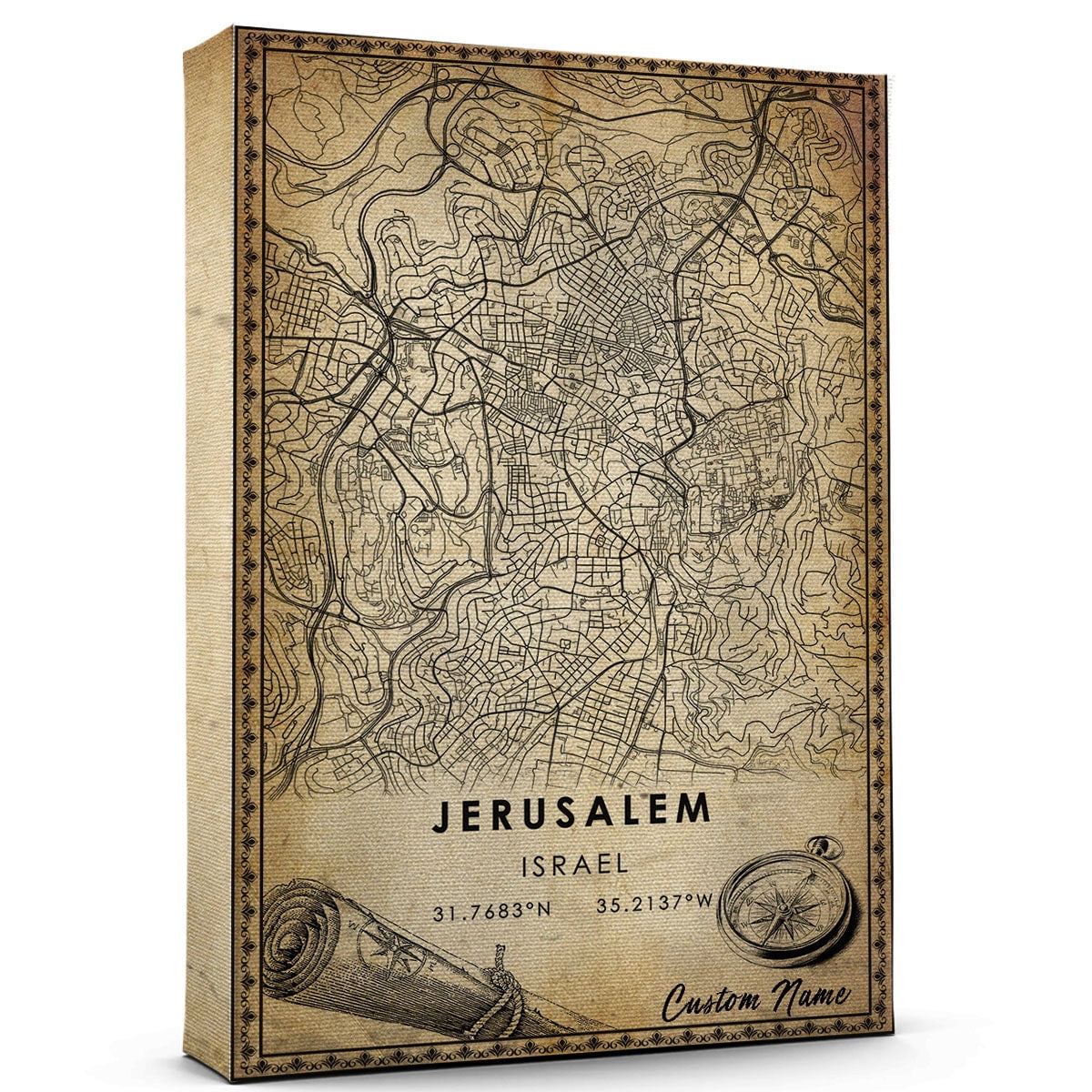 Jerusalem Map Poster, Israel Map Art Poster, Canvas, Jerusalem Map City ...