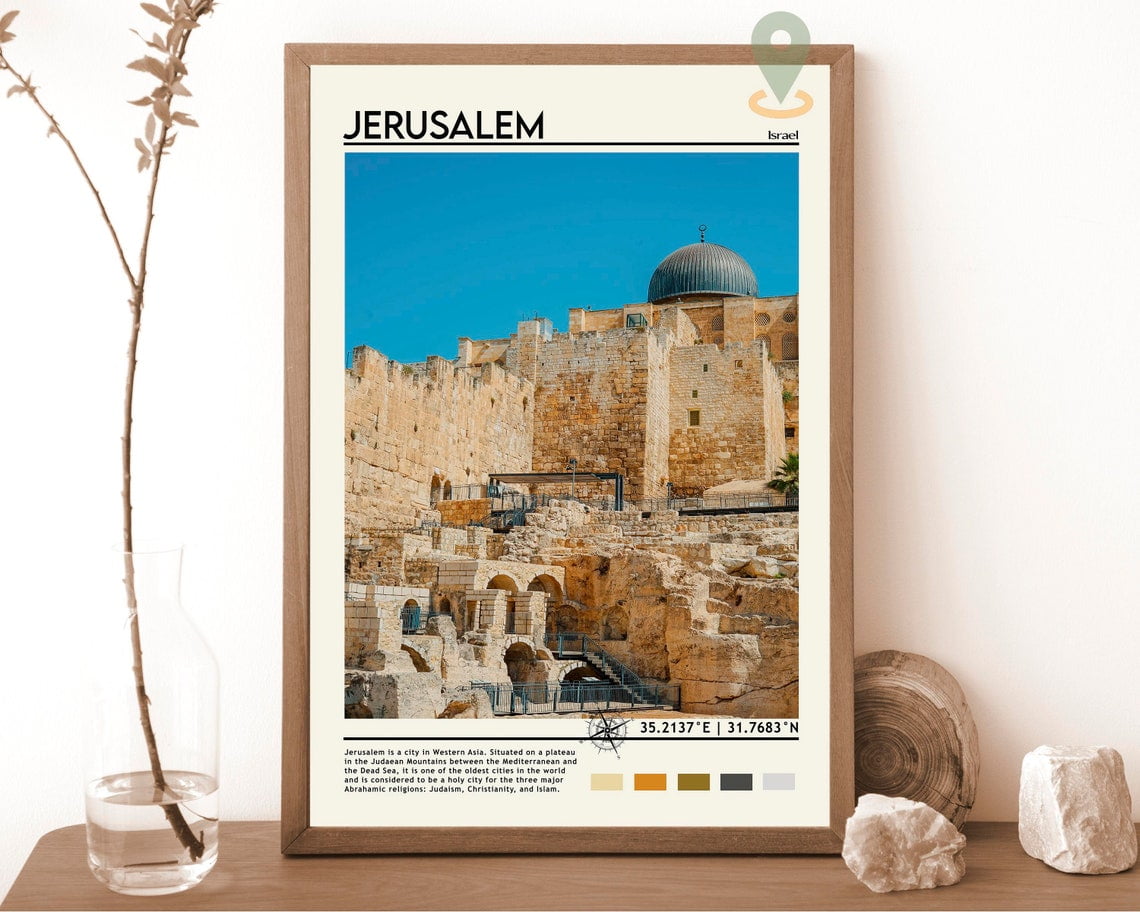Jerusalem Print, Vintage Poster, Jerusalem Wall Art, Jerusalem Poster ...