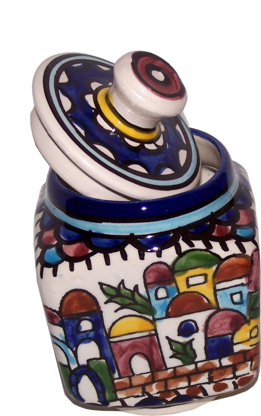 Jerusalem Sugar Pot - Square - Ceramic painted by hand (4 Inches) - Old ...