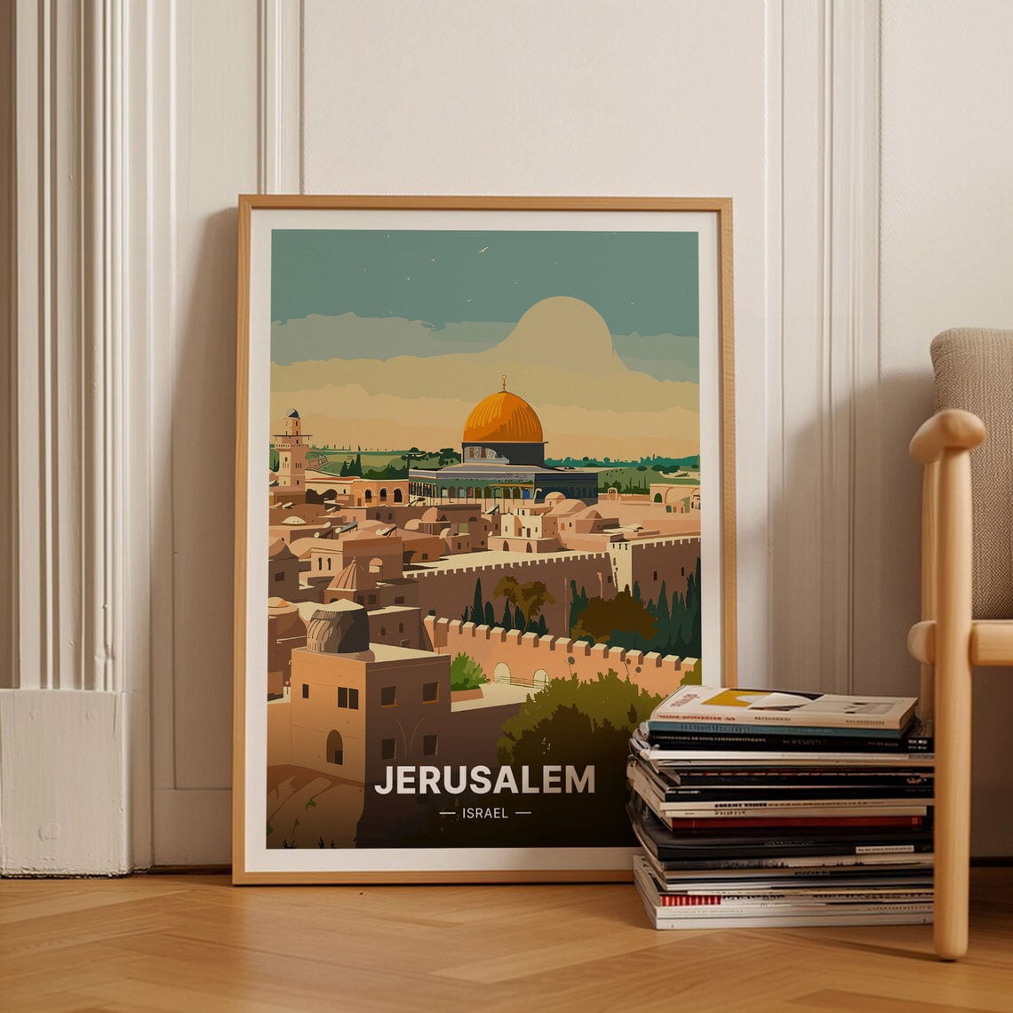 Jerusalem Travel Poster, Israel Scenic Wall Art, Exotic Destination ...
