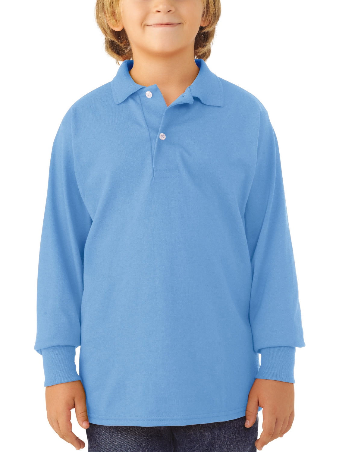 Jerzees School Uniform SpotShield Long Sleeve Polo - Walmart.com