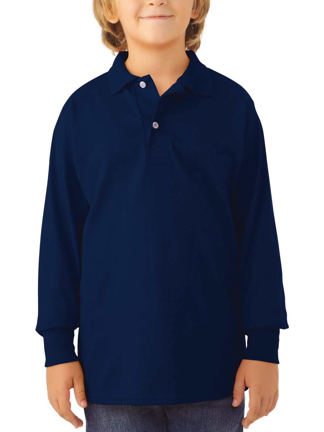 Jerzees School Uniform SpotShield Long Sleeve Polo - Walmart.com