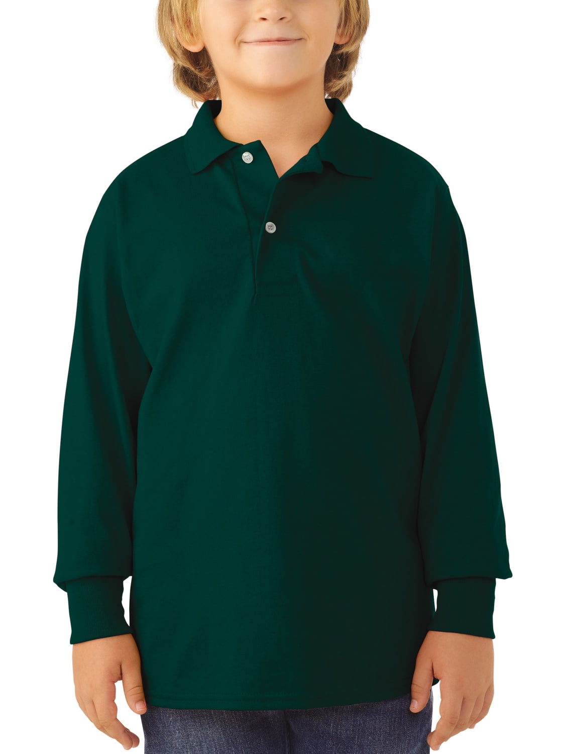 Jerzees School Uniform SpotShield Long Sleeve Polo - Walmart.com