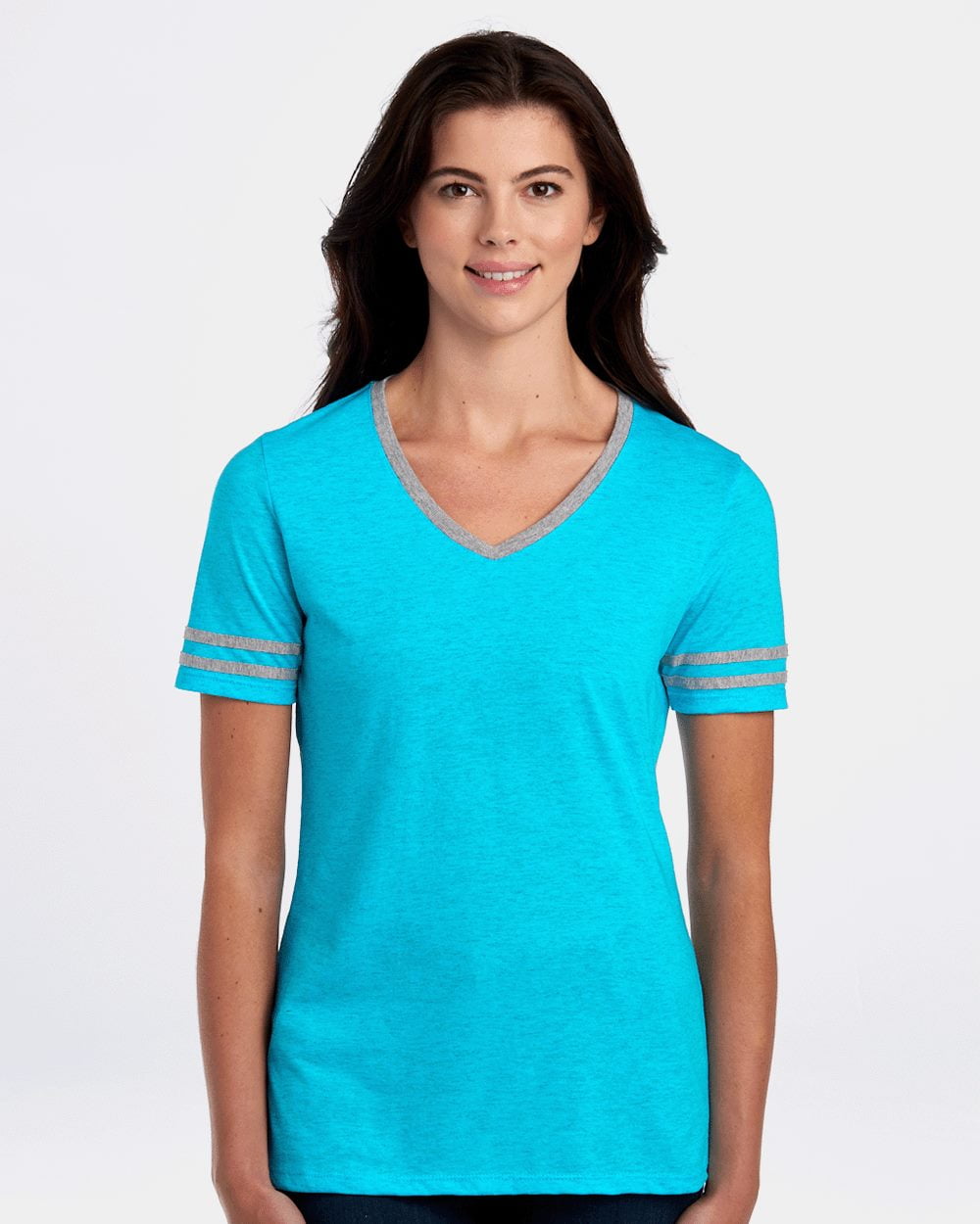 Jerzees Womens TRI-Blend Varsity V-Neck T-Shirt (602WVR) -Mint HTH/O -S ...