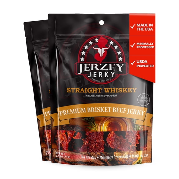 Jerzey Jerky Straight Whiskey Brisket Jerky 2.5oz (2 Pack) – High ...