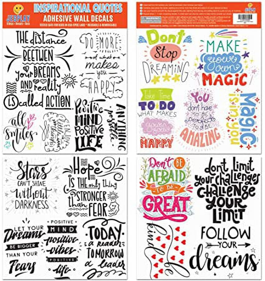 JesPlay Inspirational Quotes Wall Decals Wall Décor Stickers Include ...