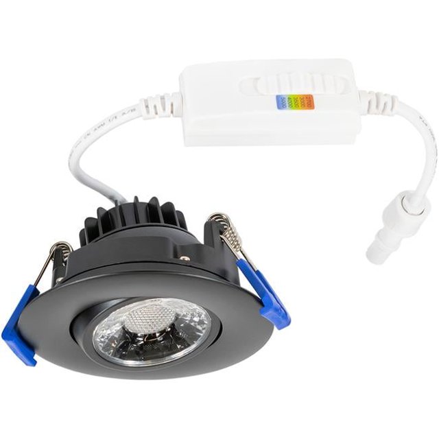 Jesco RLF-3712-SW5-BK 3 in. 12W 5CCT 90CRI LED Round Gimbal Recessed ...