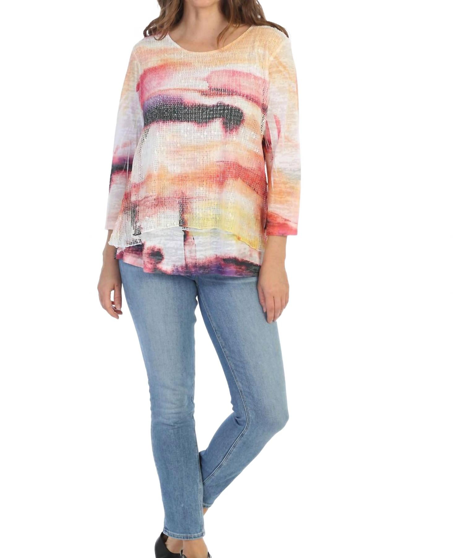 Jess & Jane Cherry Boucle Mesh Top - Walmart.com