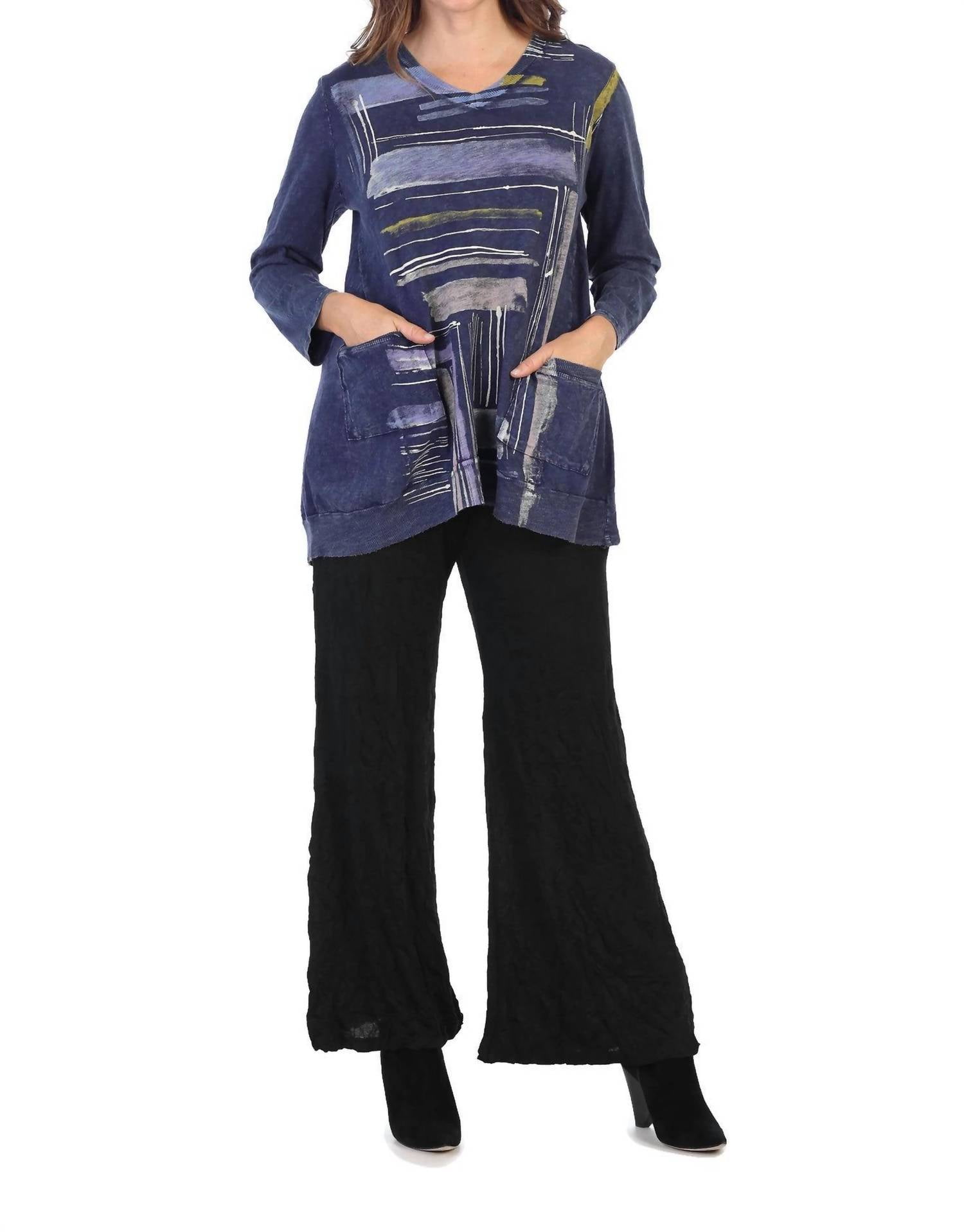 Jess & Jane Linear Mineral Washed Patch Pocket Cotton Tunic - Walmart.com