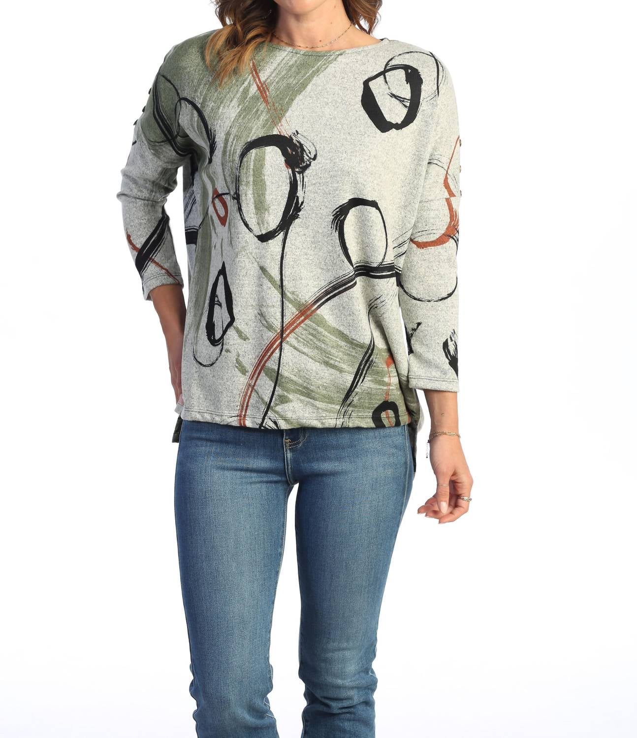 Jess & Jane Pearls French Brushed Knit Top - Walmart.com